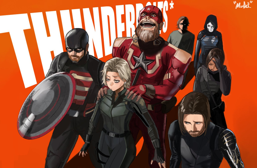 Safebooru - beard blonde hair brown hair bucky barnes dark-skinned ...