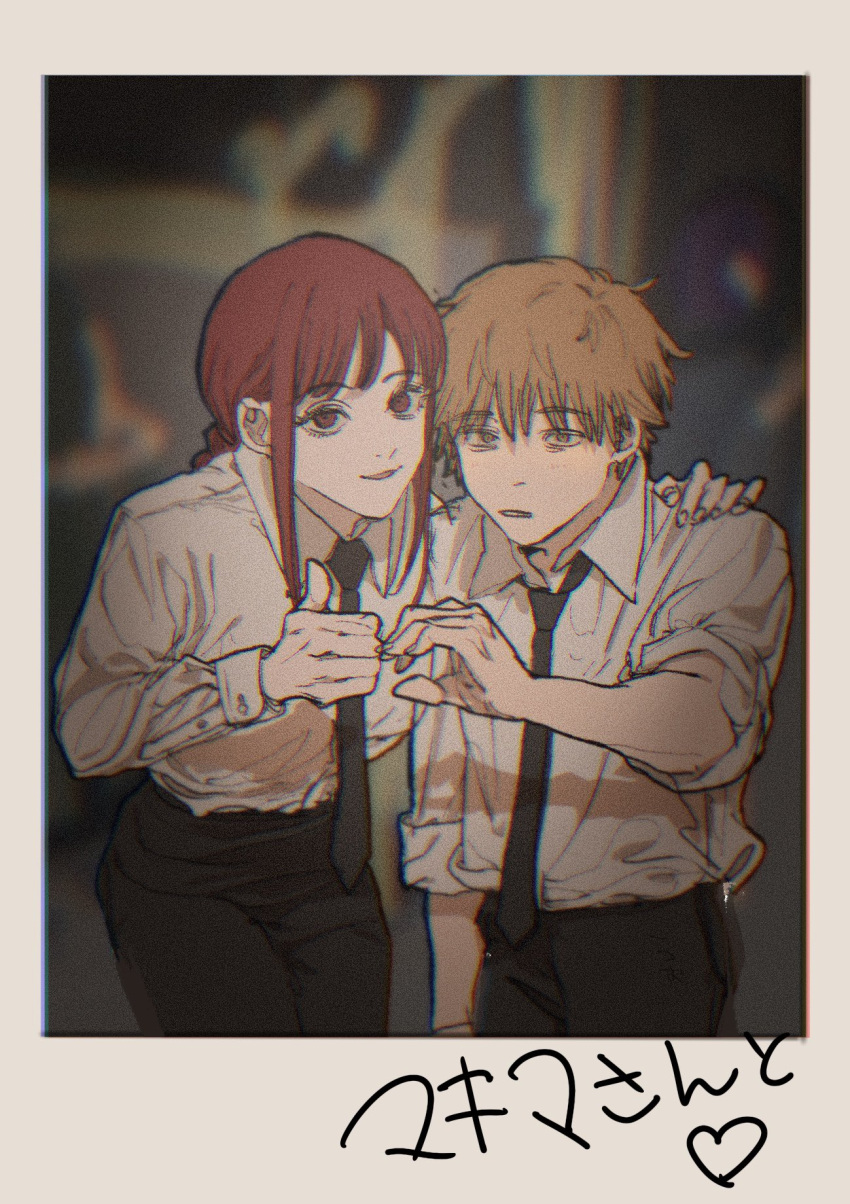 Safebooru - 1boy 1girl bangs black necktie black pants blonde hair braid braided ponytail ...