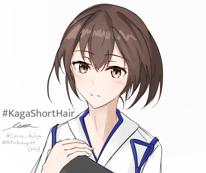Safebooru - 1girl alternate hair length alternate hairstyle blush brown eyes brown hair hair ...