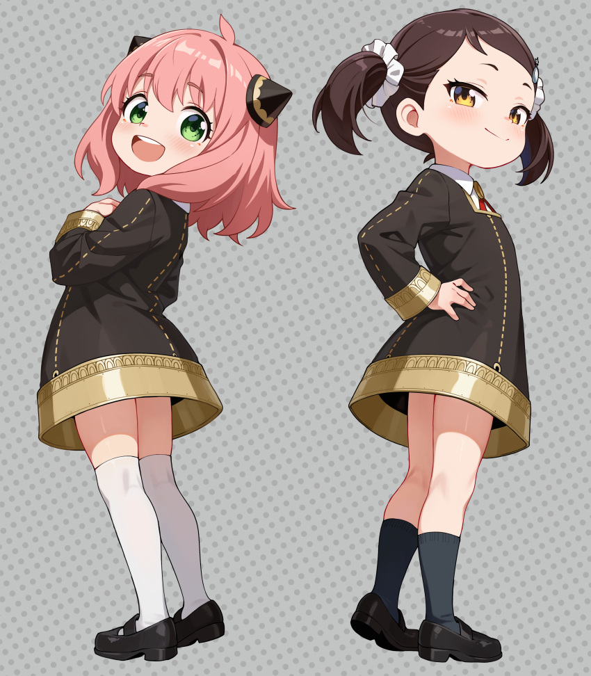 Safebooru - 2girls :d absurdres anya (spy x family) becky blackbell black dress black shoes blue ...