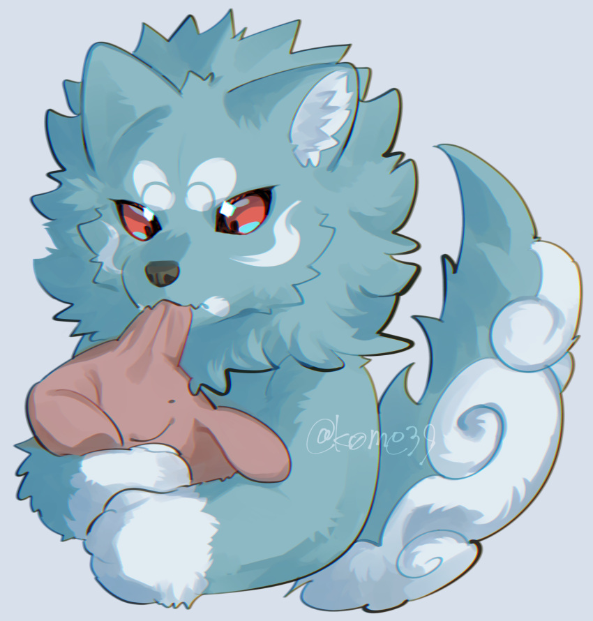 Safebooru - 1boy aizawa (nh st) biting blue background blue fur body fur deformed furry furry ...
