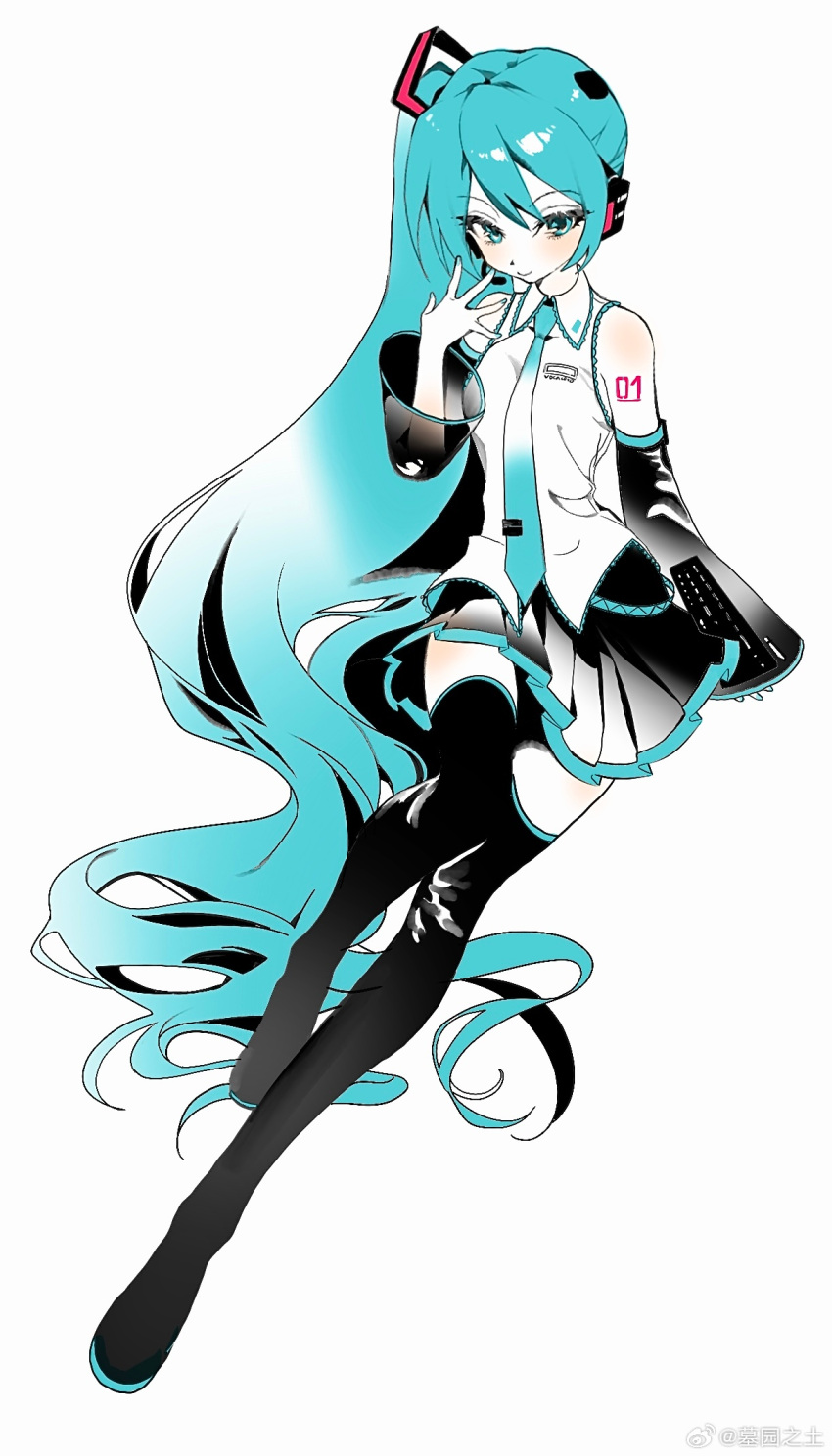 Safebooru - 1girl absurdly long hair alternate costume aqua eyes aqua ...