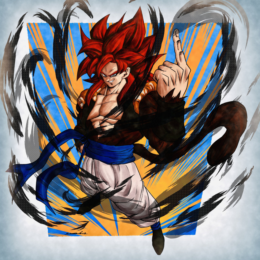 Safebooru - 1boy abs absurdres blue eyes blue sash body fur dragon ball ...