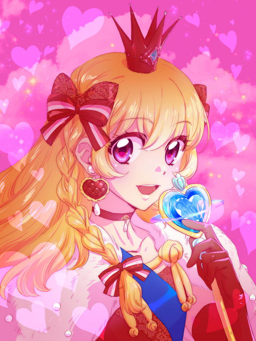 Safebooru - 1girl :d aikatsu! aikatsu! (series) anniversary blonde hair bow braid choker ...