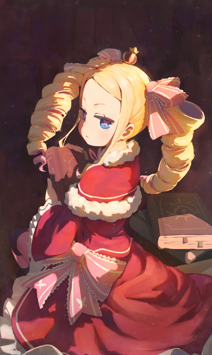 Safebooru - 1girl absurdres beatrice (re:zero) blonde hair blue eyes book bookmark butterfly ...