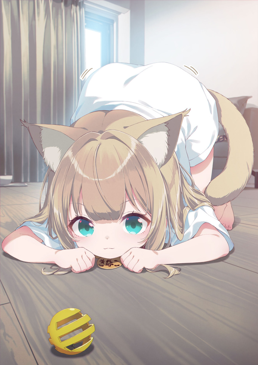 Safebooru - 1girl 40hara :3 animal ear fluff animal ears aqua eyes blonde hair cat ears cat girl ...