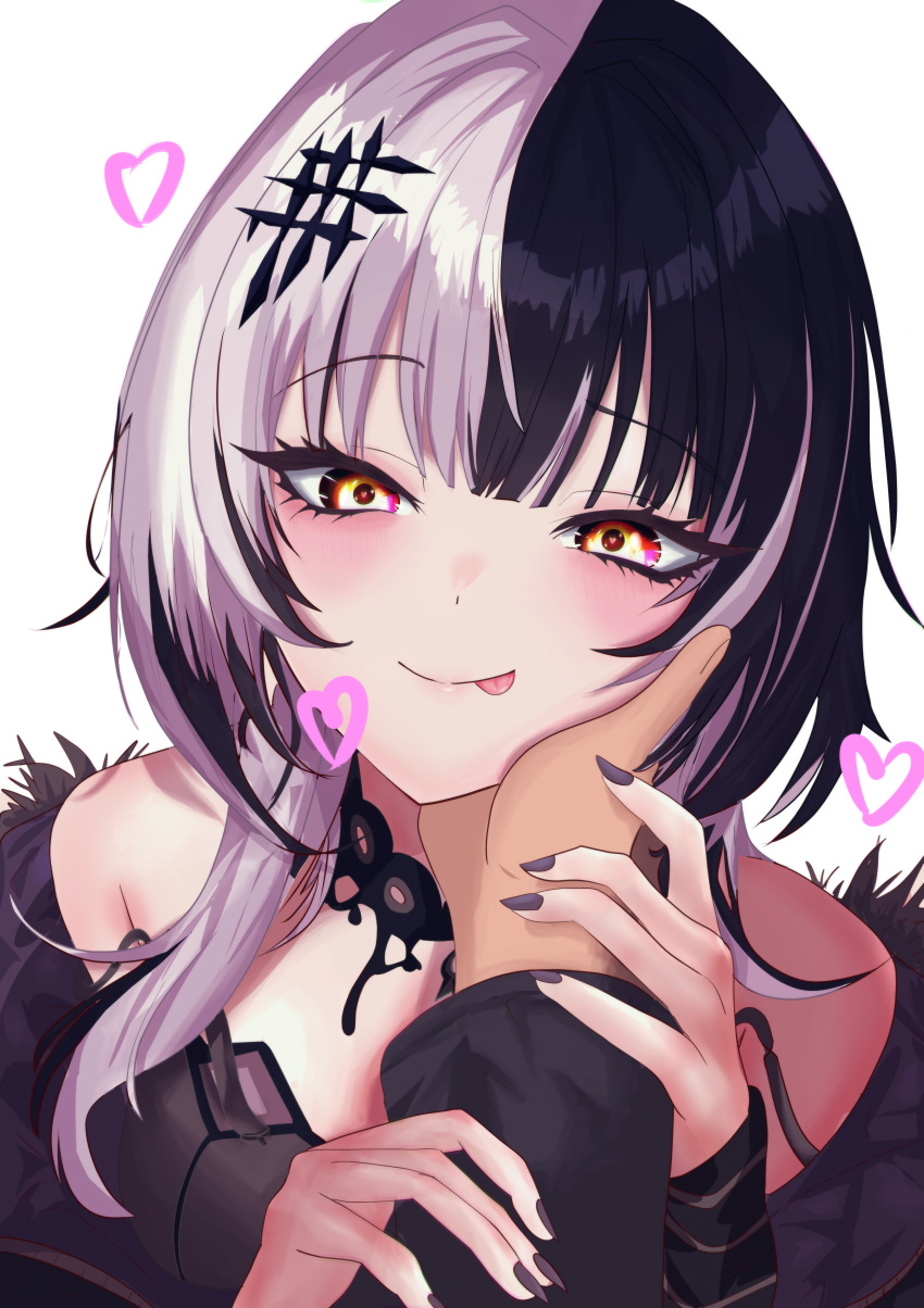 Safebooru - 1girl 1other :p absurdres akamiya mumu black choker black coat black dress black ...