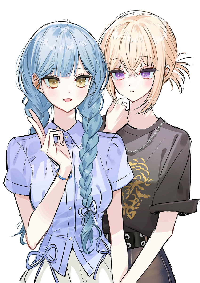 Safebooru - 2girls absurdres bang dream! bang dream! it's mygo!!!!! black shirt blonde hair blue ...