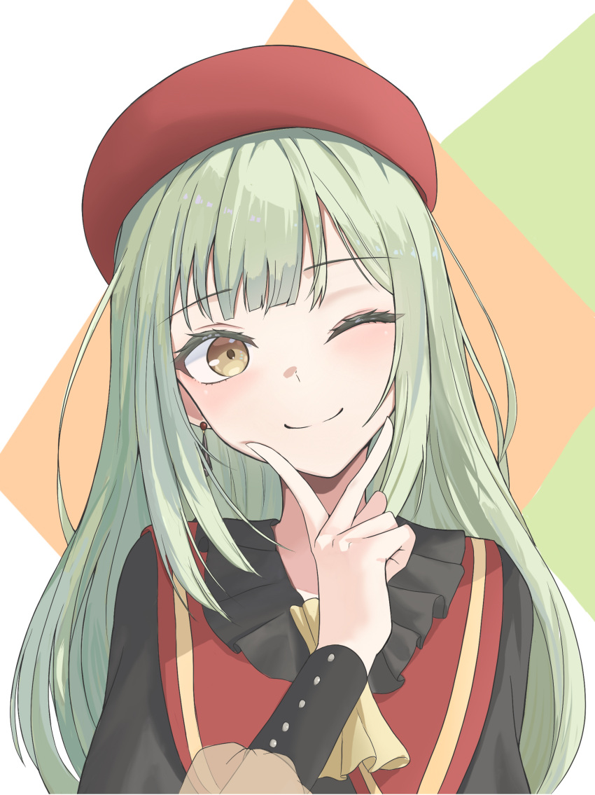 Safebooru - 1girl ;) absurdres bang dream! bang dream! it's mygo!!!!! brown eyes earrings green ...