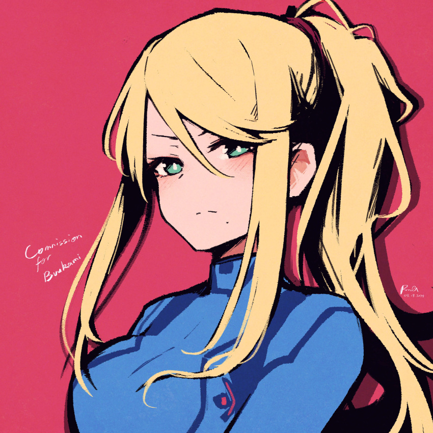 Safebooru - 1girl absurdres blonde hair blue bodysuit bodysuit commentary commission ...