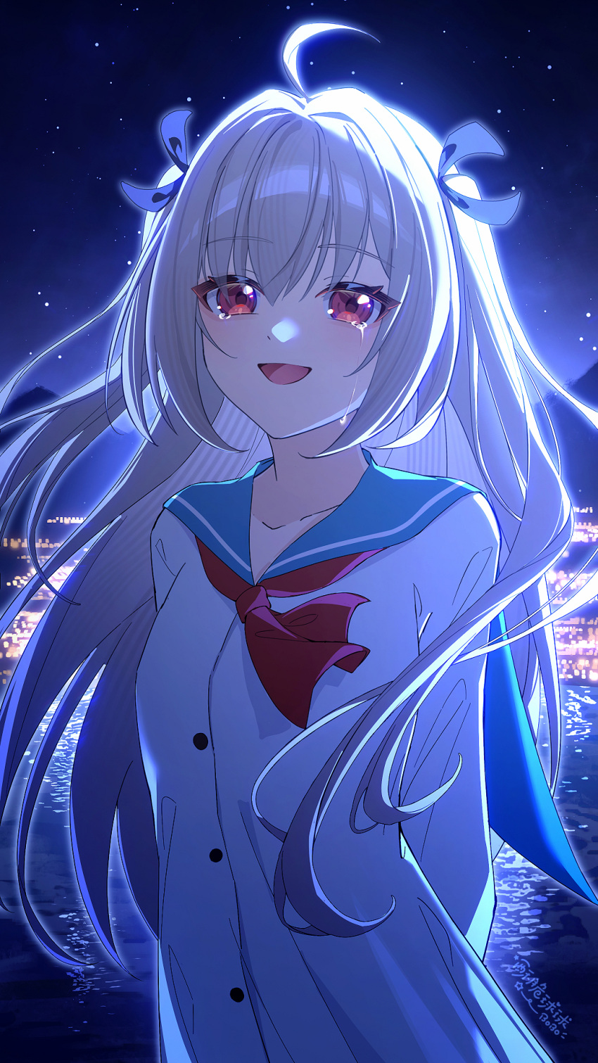 Safebooru - 1girl atri atri-my dear moments- blonde hair buttons commentary crying crying with ...