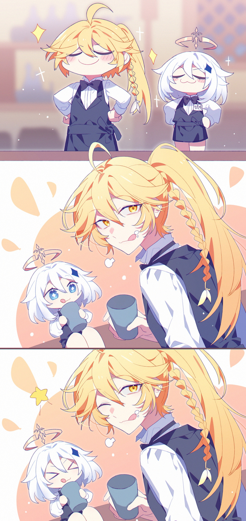 Safebooru - 1boy 1girl :p absurdres aether (genshin impact) ahoge blonde hair blue eyes braid ...