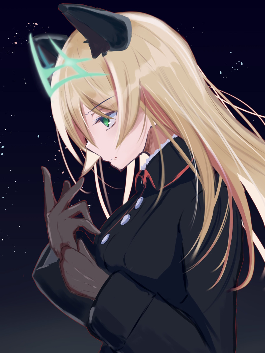 Safebooru - 1girl absurdres animal ears black jacket blonde hair brown gloves cat ears cat girl ...