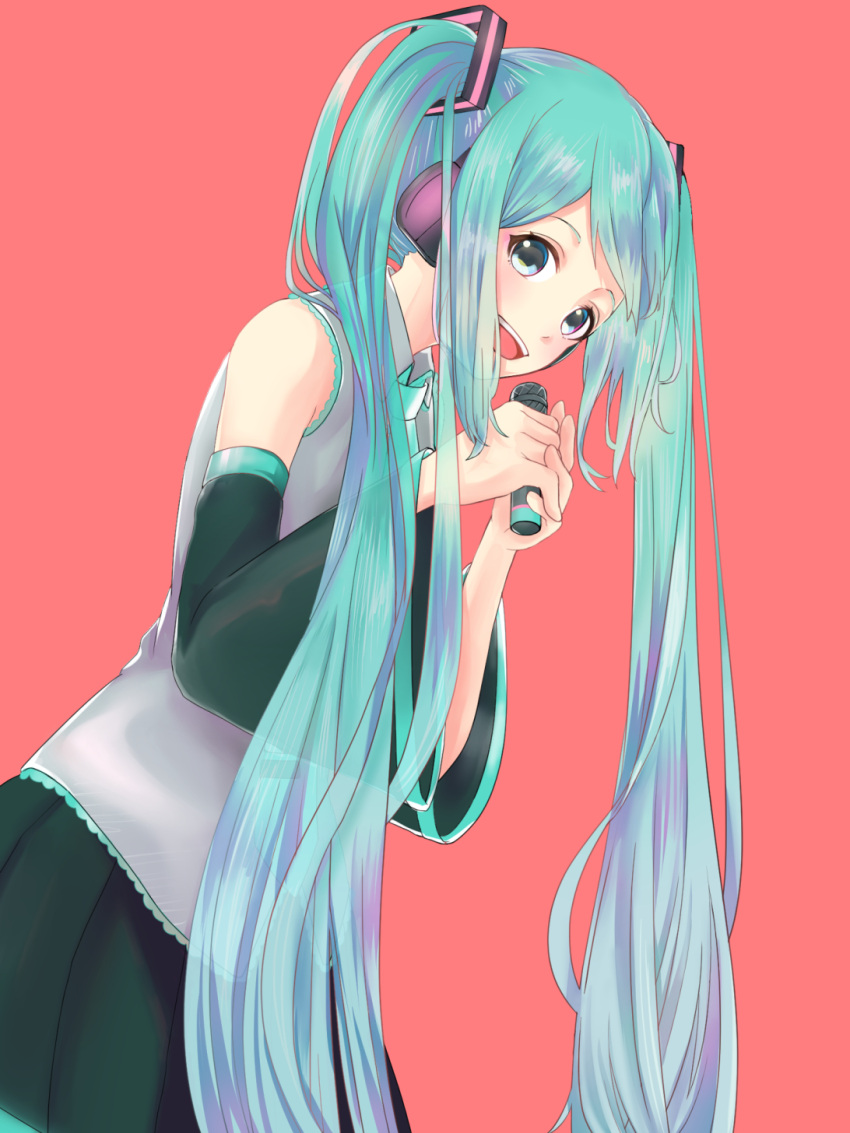 Safebooru - 1girl amd aoneko bare shoulders black skirt black sleeves blue eyes blue hair blue ...