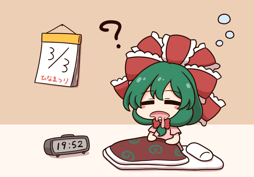 Safebooru - 1girl ? blush stickers bow calendar (object) chibi clock ...