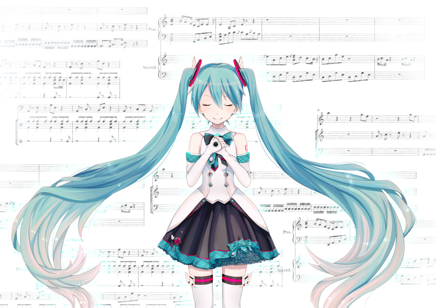 Safebooru - 1girl absurdres amd aoneko bare shoulders black bow black skirt blue bow blue hair ...