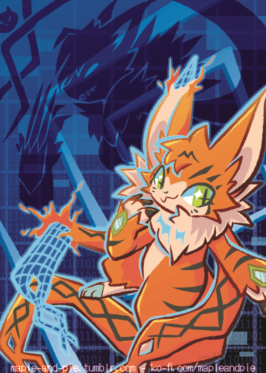 Safebooru - absurdres cat claws corruption digimon green eyes hexagon ...