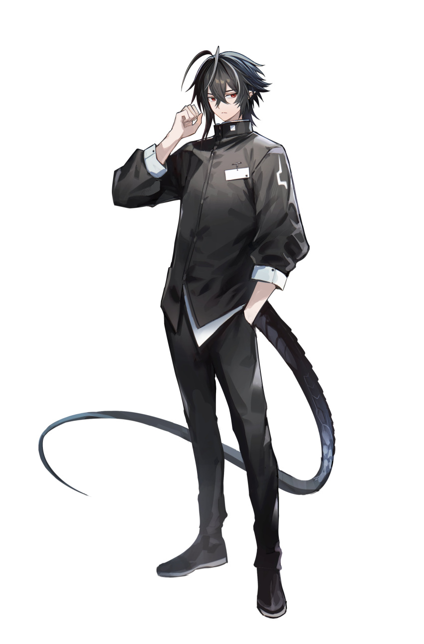 Safebooru - 1boy absurdres antenna hair black hair black jacket black pants black shoes closed ...