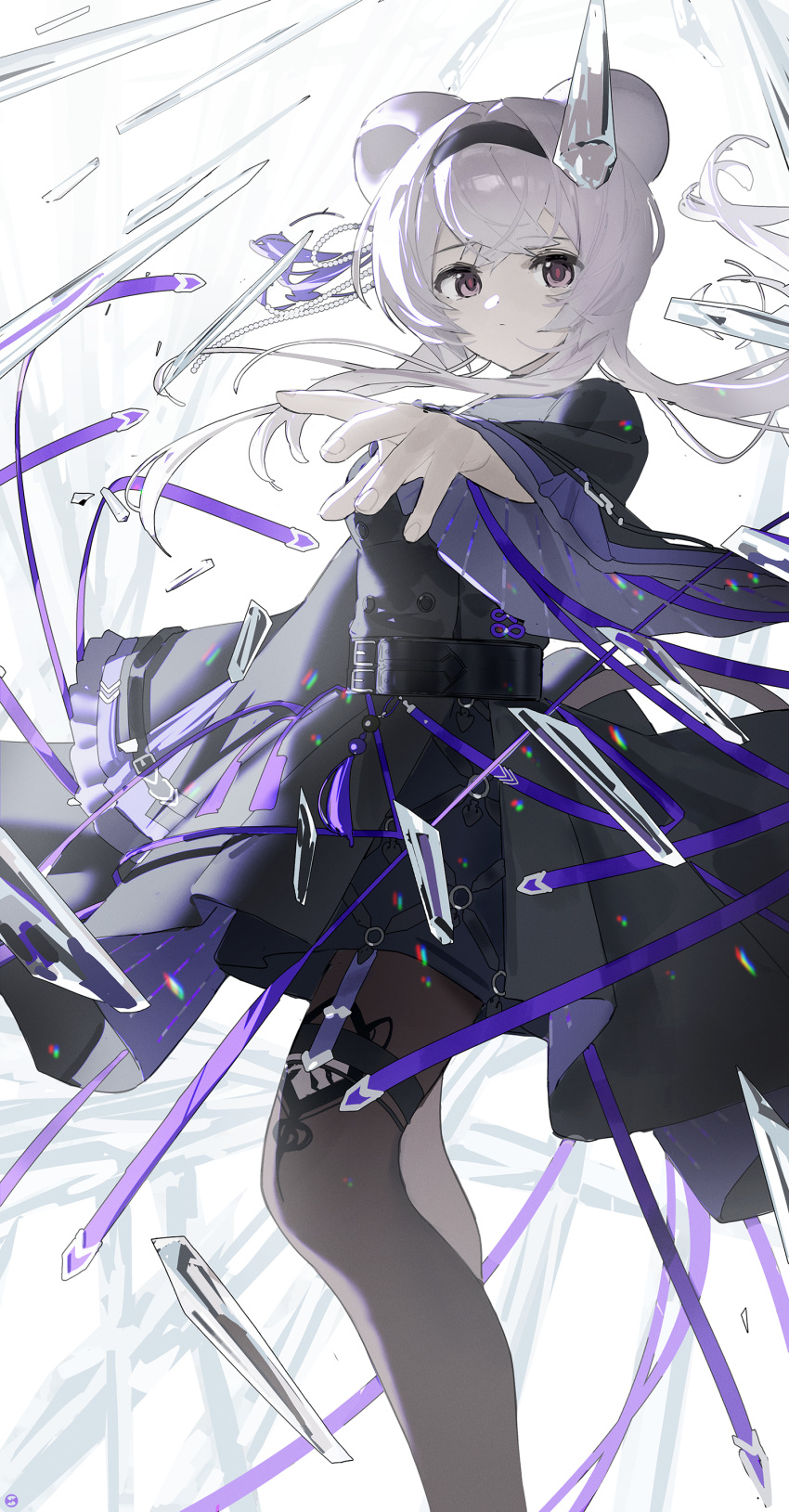 Safebooru - 1girl absurdres animal ears arknights belt black belt black dress black eyes black ...