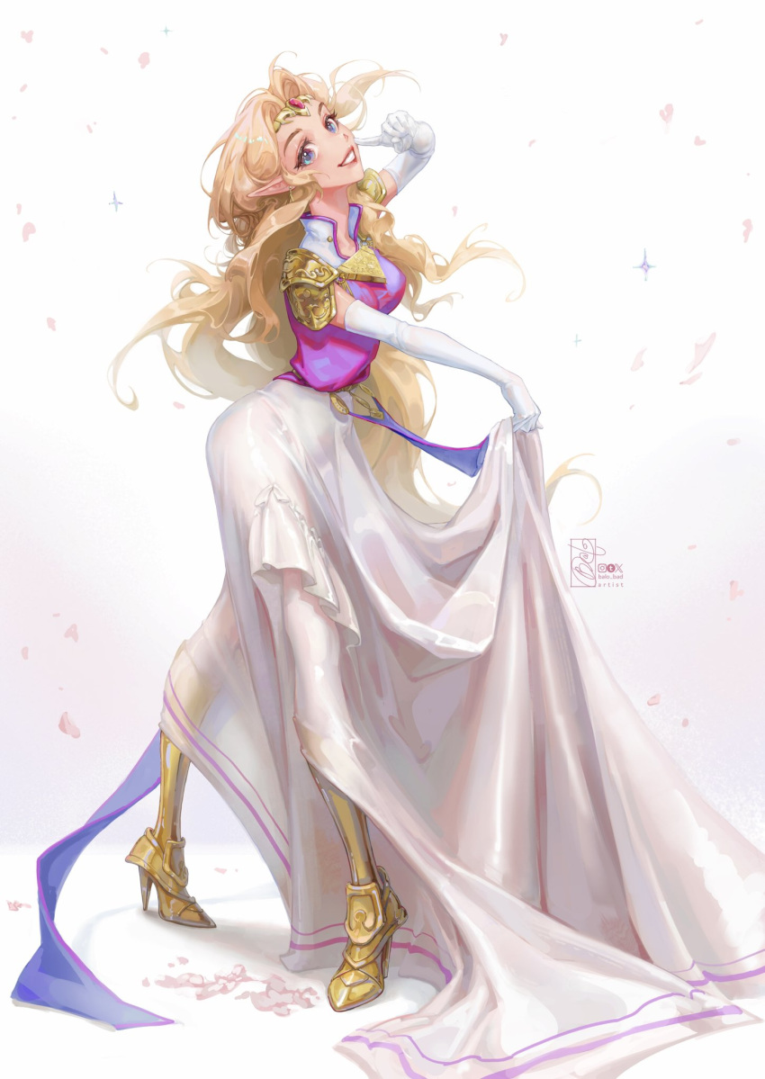 Safebooru - 1girl armor armored boots artist name balo badartist blonde hair blue eyes blue ...