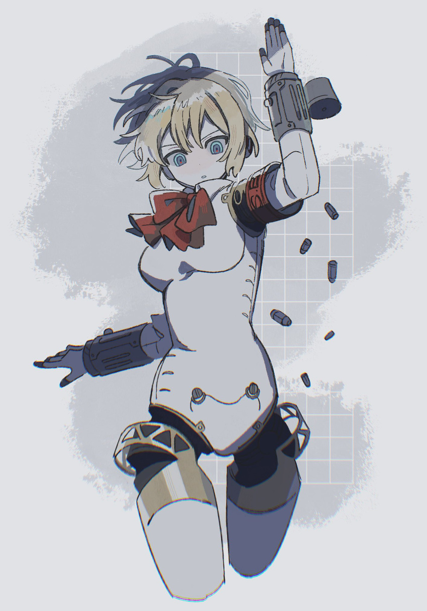 Safebooru - 1girl aigis (persona) android blonde hair blue eyes bow bowtie breasts bullet finger ...