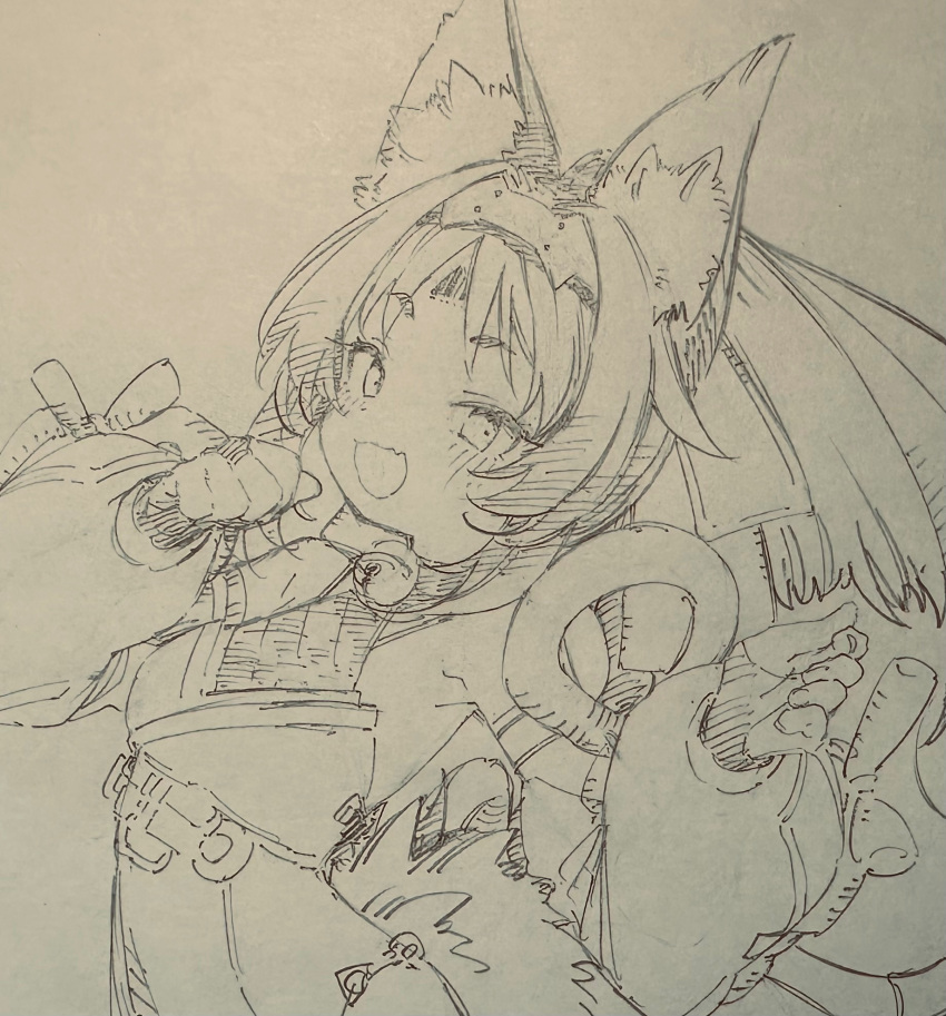 Safebooru - 1girl abara heiki animal ear fluff animal ears barcode barcode tattoo fang highres ...