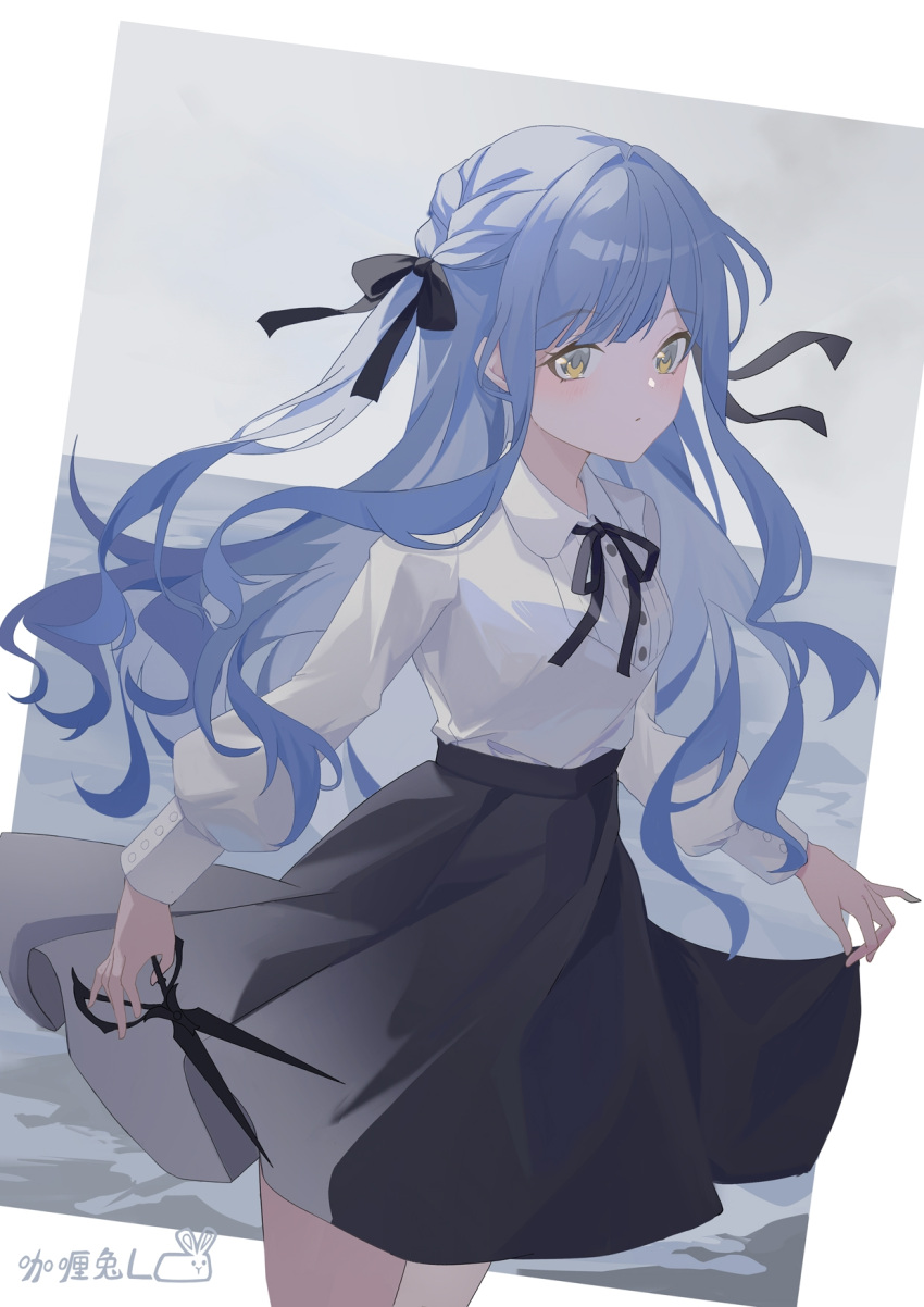 Safebooru - 1girl bang dream! bang dream! it's mygo!!!!! black ribbon black skirt blue hair ...