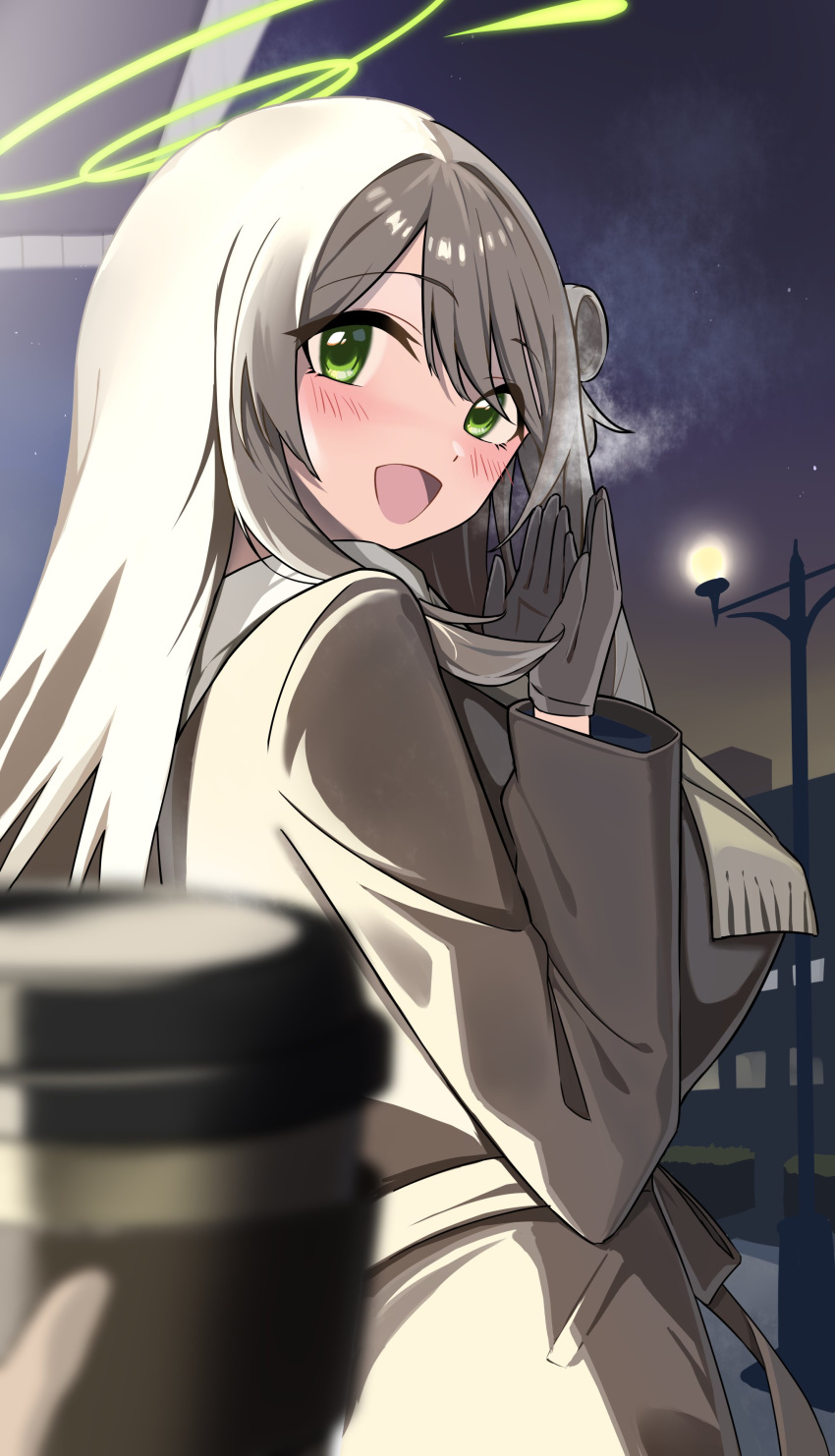 Safebooru - 1girl 1other absurdres alternate costume blonde hair blue archive blush condensation ...