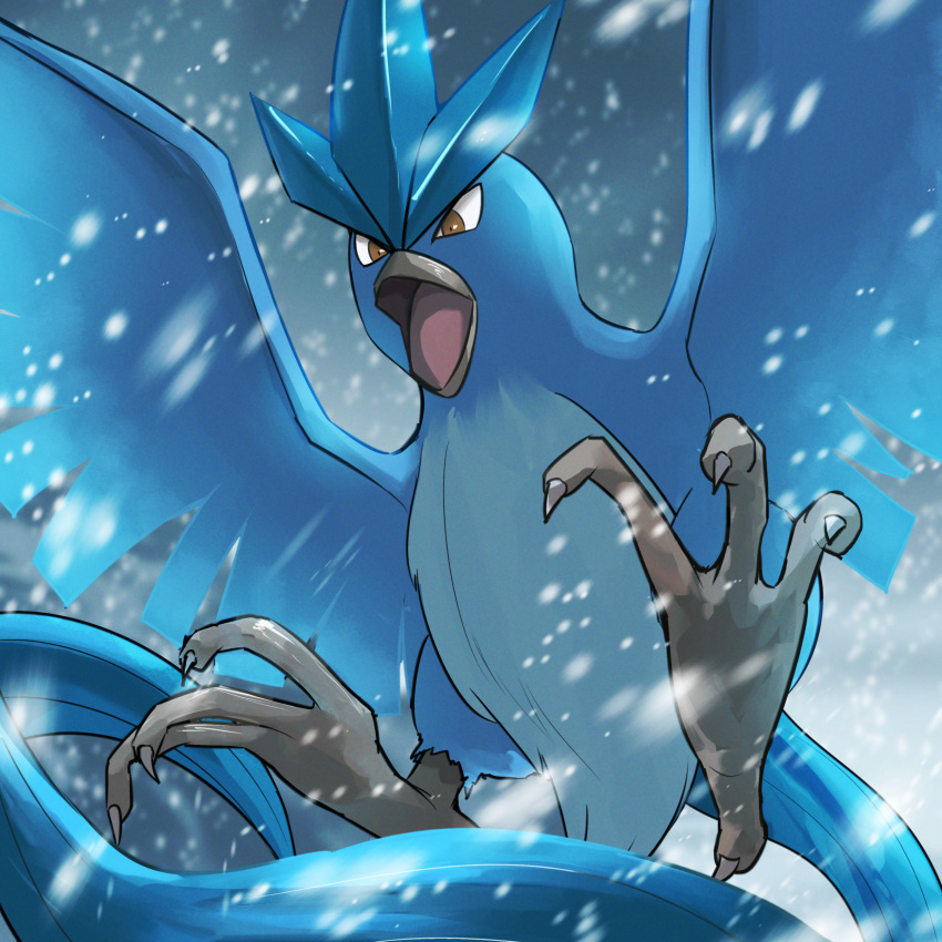 Safebooru - absurdres articuno beak bird blue feathers brown eyes ...