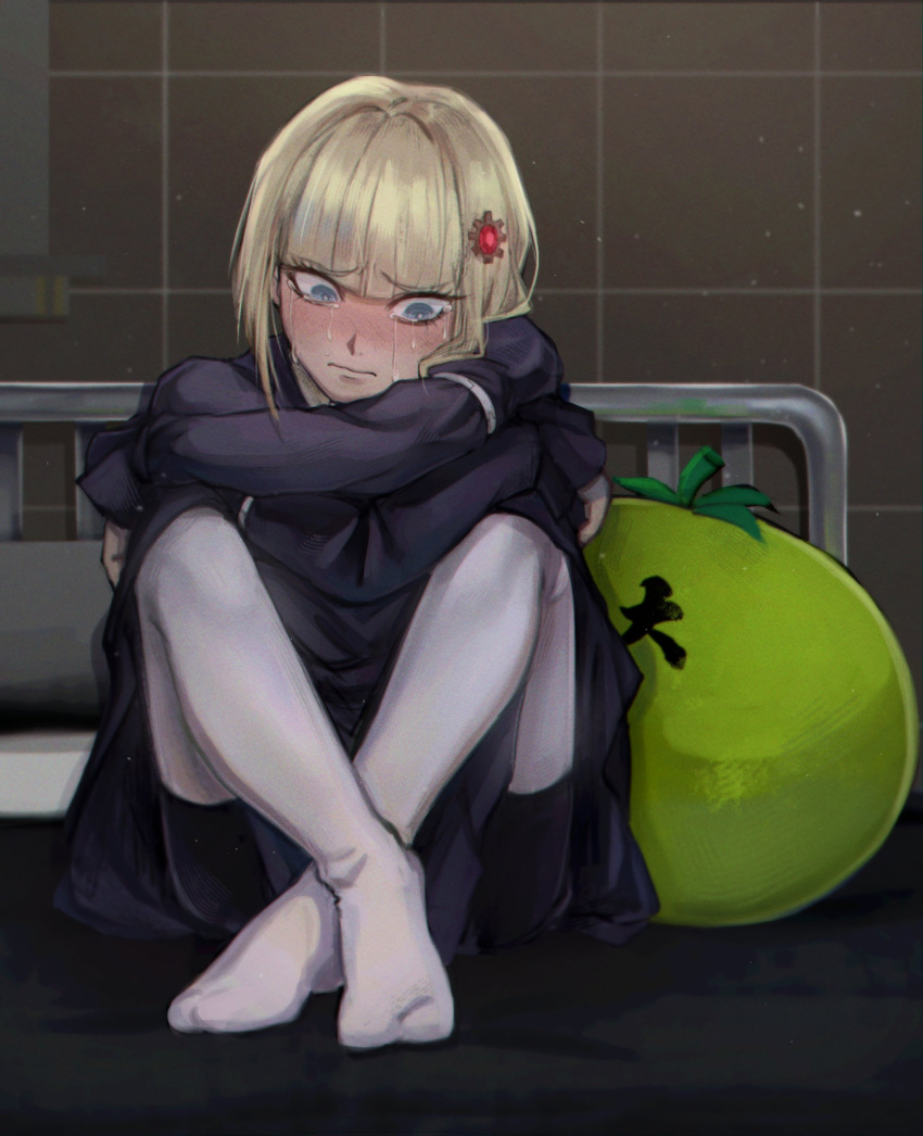 Safebooru - 1girl absurdres anaizzzen black dress blonde hair blue eyes blush bob cut closed ...