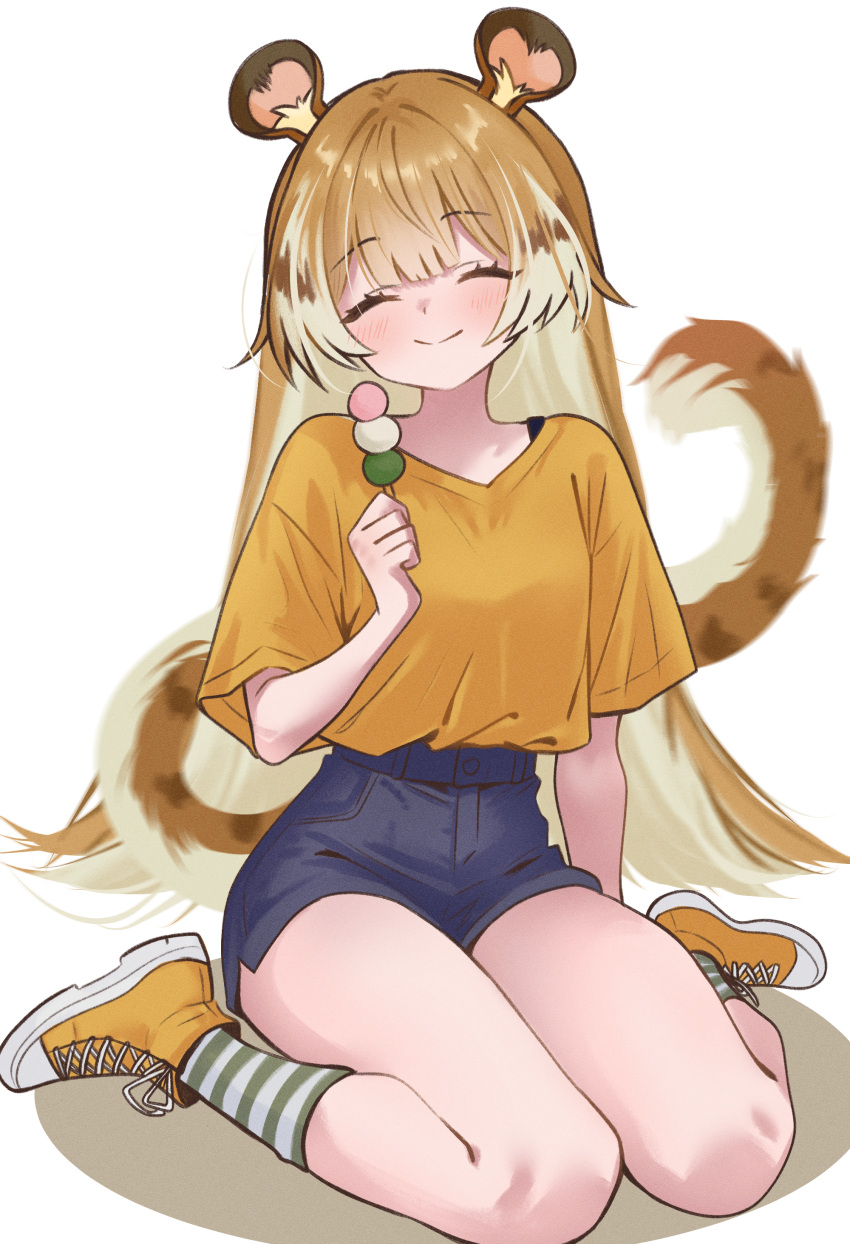 Safebooru - 1girl absurdres animal ears blonde hair bra strap brown hair closed eyes dango daria ...