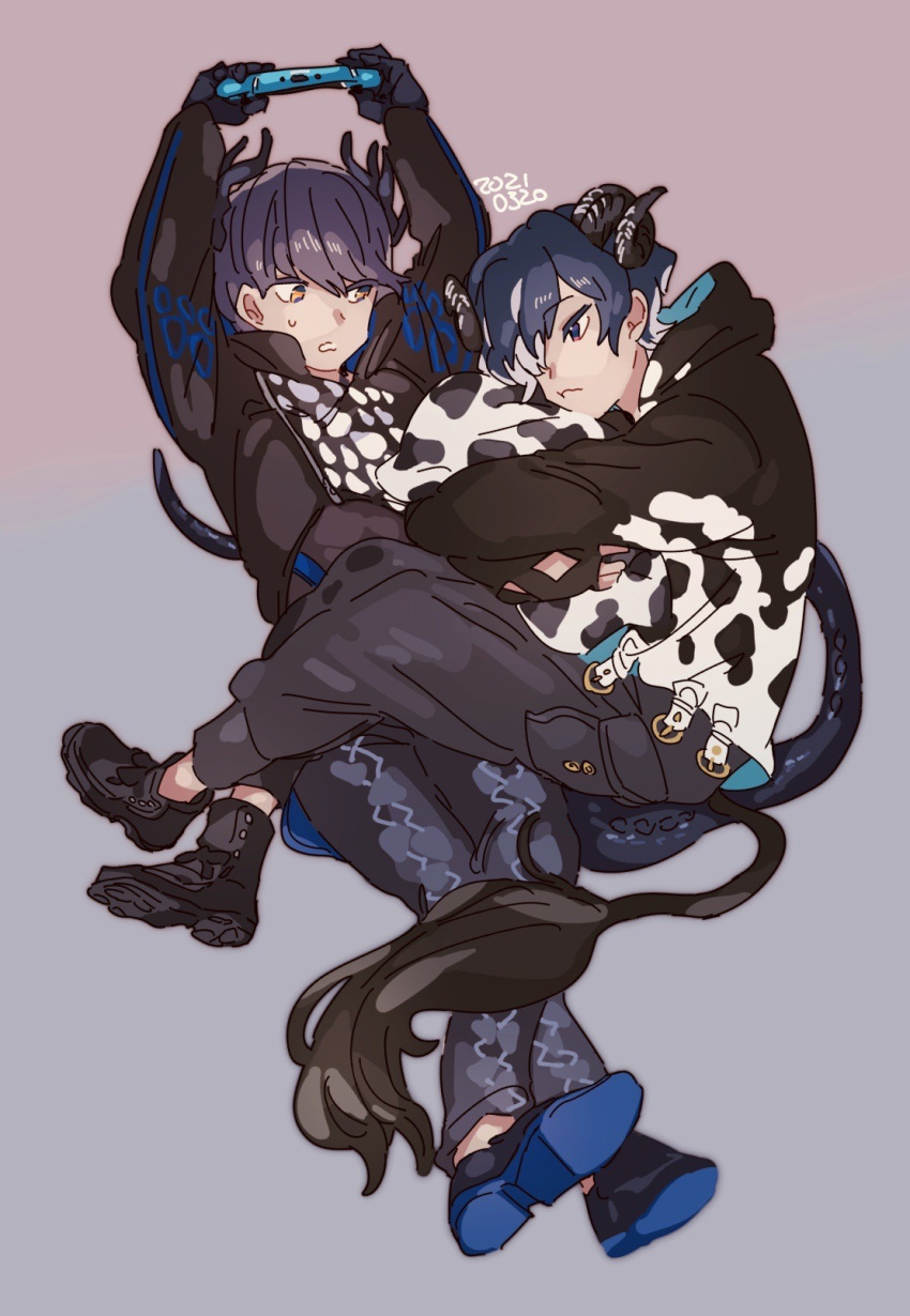 Safebooru - belphegor (obey me!) black horns blue hair brothers ...
