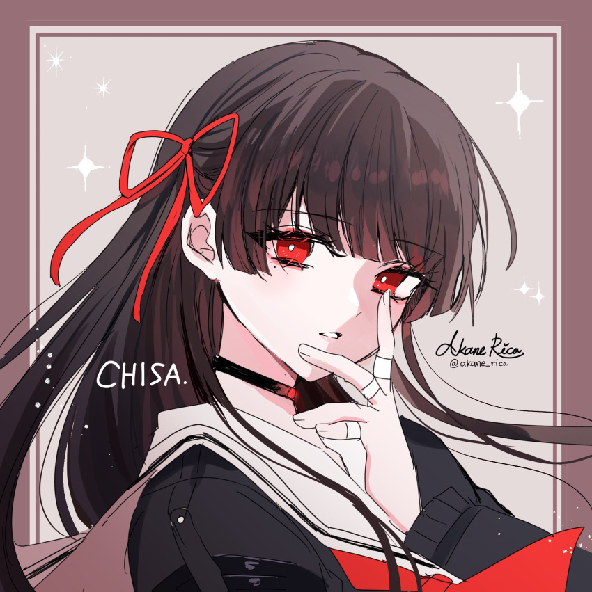 Safebooru 1girl Annerica Artist Name Black Choker Black Hair Black 3333