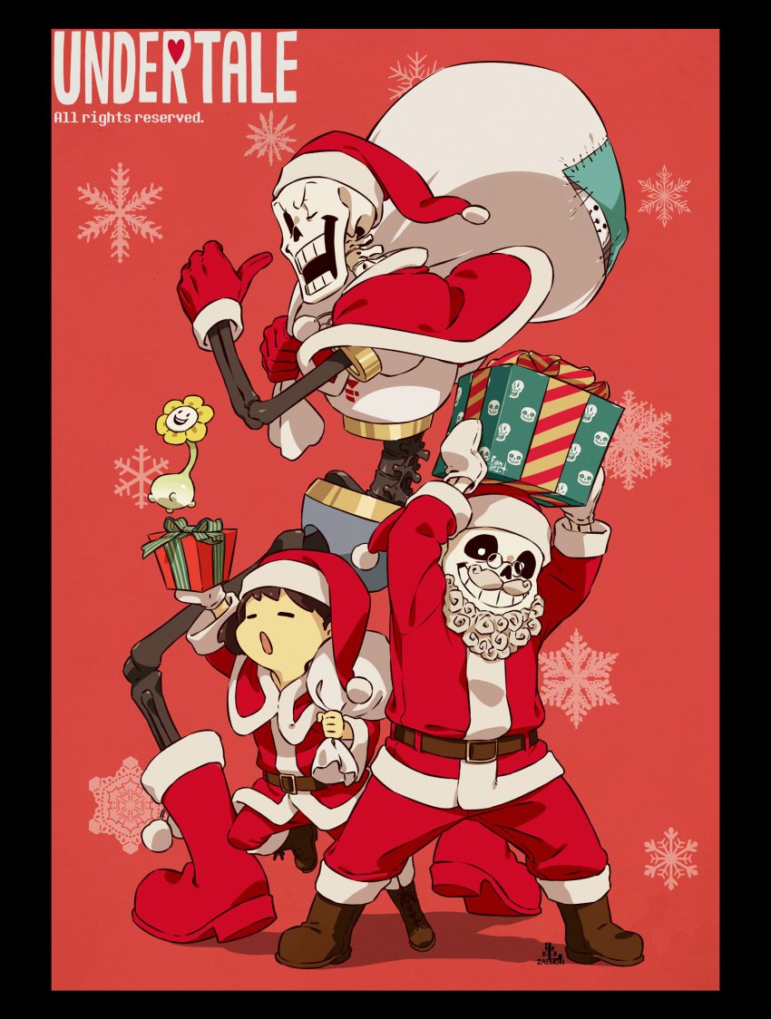 Safebooru - 1other 3boys bright pupils christmas closed mouth copyright ...