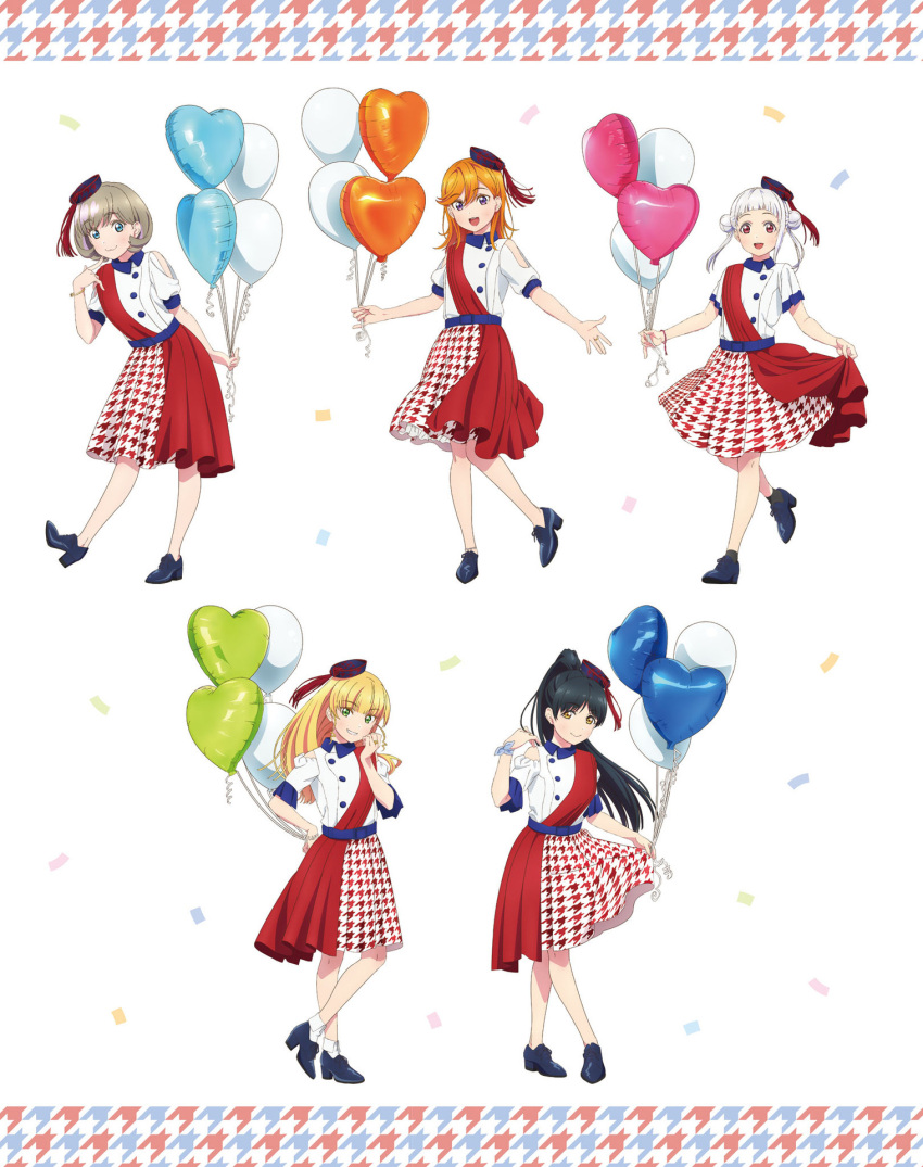 Safebooru - 5girls arashi chisato artbook balloon black hair blonde ...