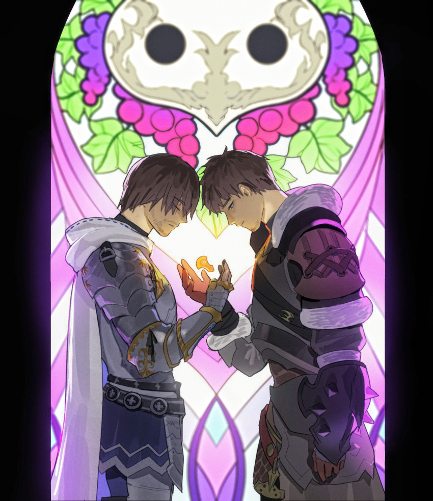 Safebooru - 2boys adventurer (ff14) ardbert hylfyst armor beard stubble breastplate brown hair ...