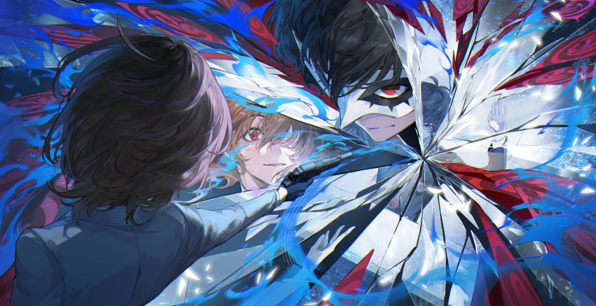 Safebooru - 2boys aiming akechi gorou amamiya ren black jacket black ...