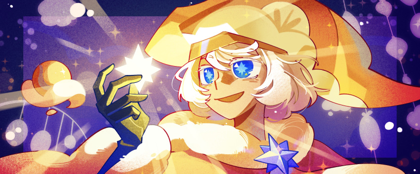 Safebooru - 1other absurdres blue background blue bodysuit blue brooch blue eyes bodysuit border ...