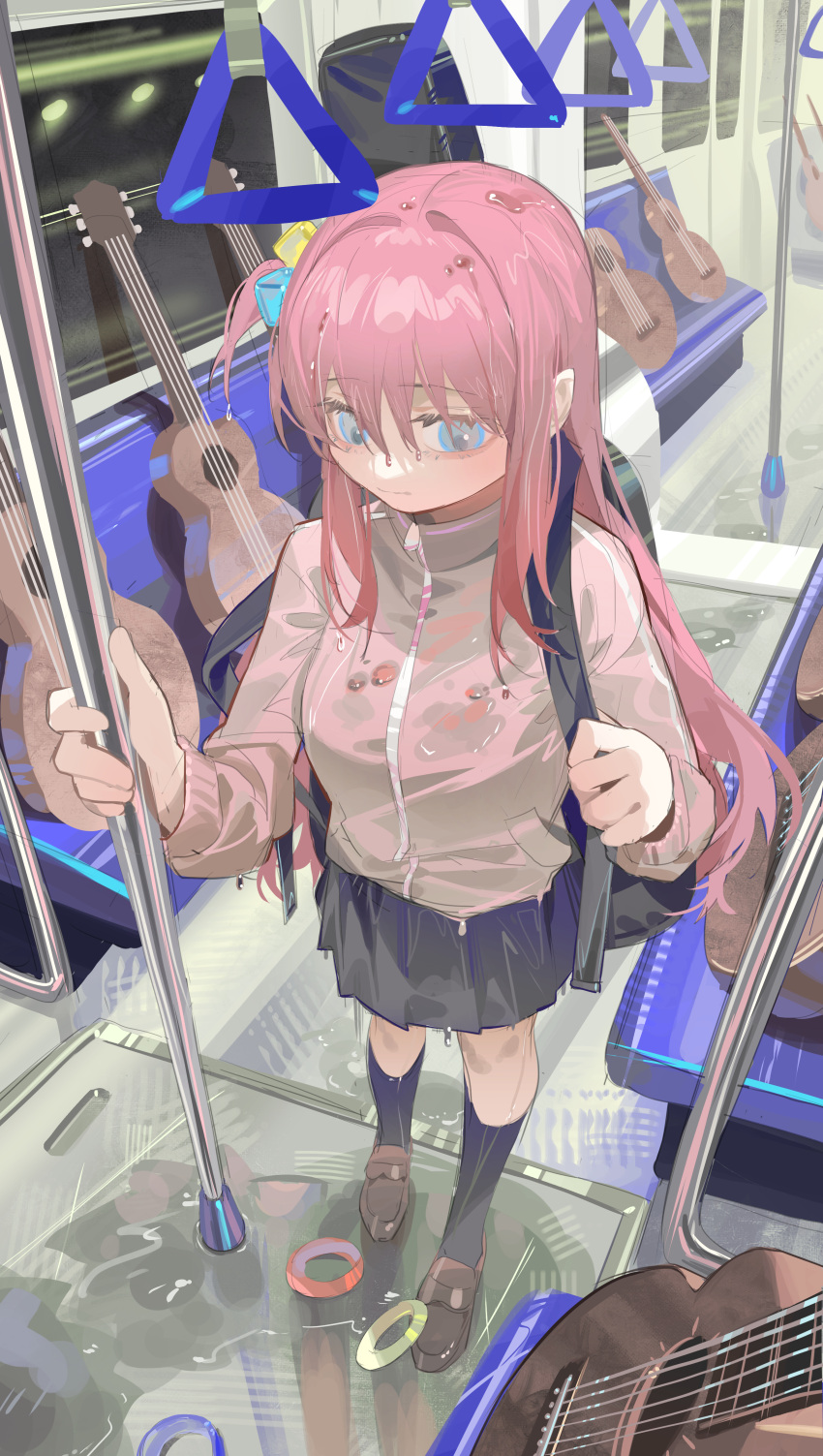 Safebooru - 1girl absurdres bag black bag black skirt black socks blue eyes blush bocchi the ...