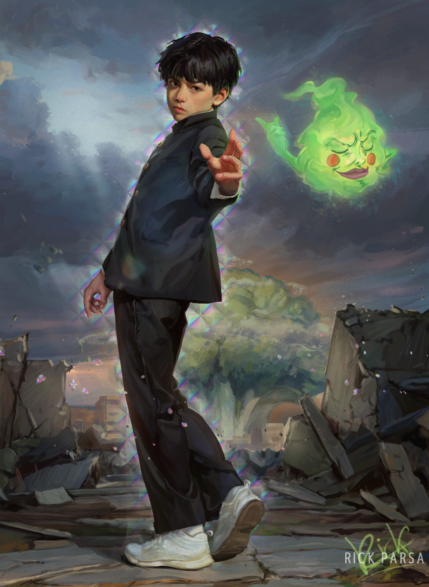 Safebooru - absurdres artist name black eyes black hair broccoli clip ...