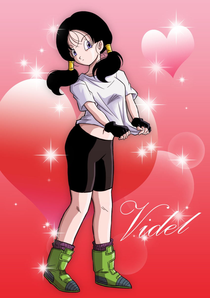 Safebooru - 1girl absurdres bike shorts black hair blue eyes character name closed mouth dragon ...