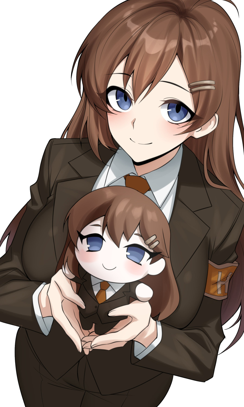 Safebooru - 1girl absurdres ahoge armband blue eyes brown hair character doll collared shirt ...