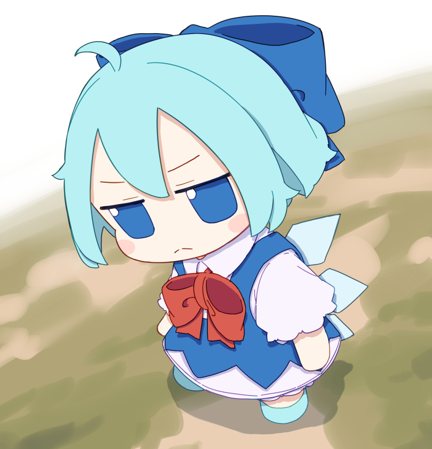 Safebooru - 1girl absurdres ahoge blue bow blue dress blue eyes blue hair blue shoes blush ...