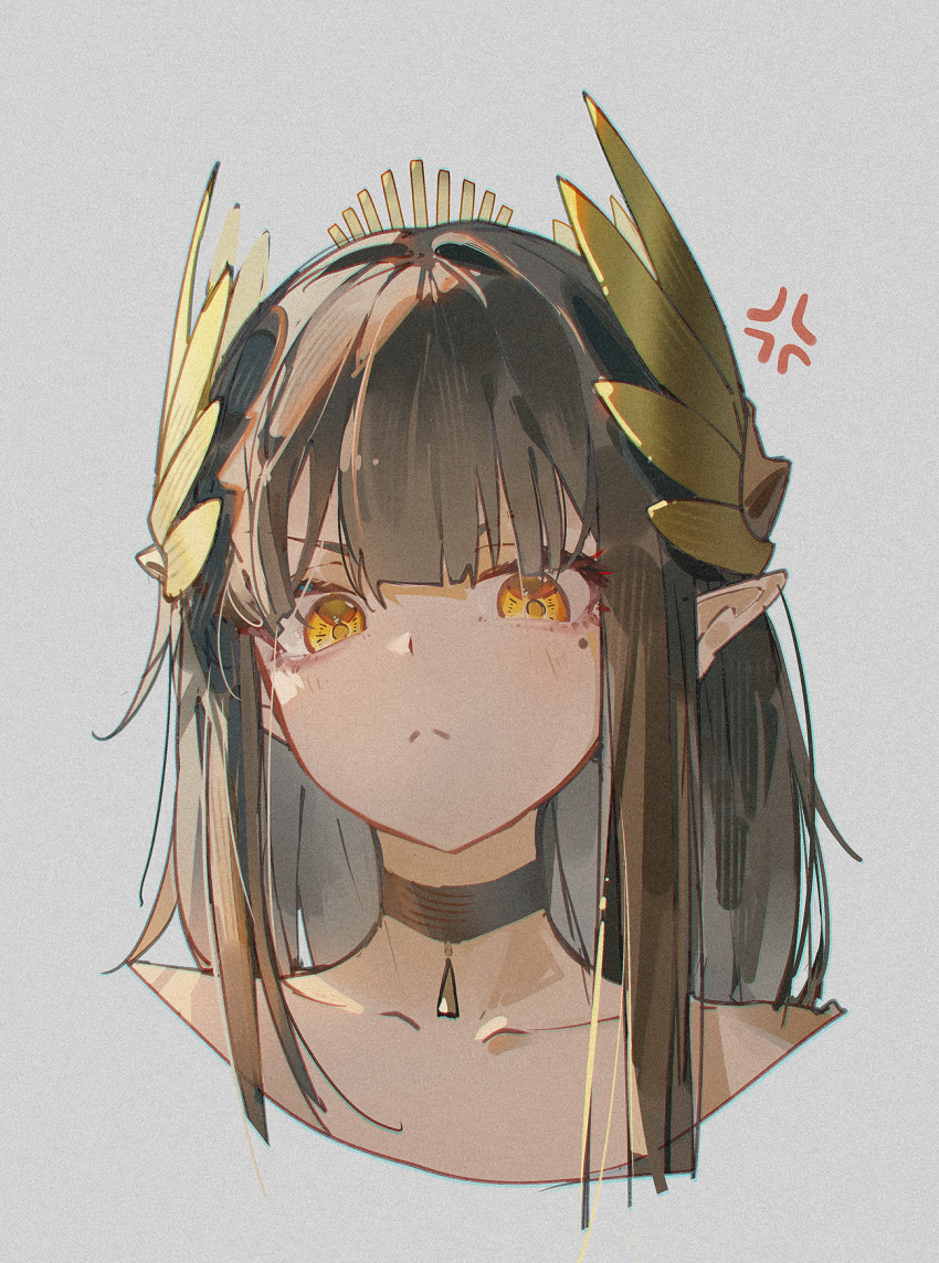 Safebooru - 1girl anger vein arknights black choker black hair choker closed mouth commentary ...