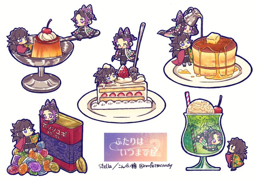 Safebooru - 1boy 1girl ^ ^ black hair blue eyes blush butter butterfly ...