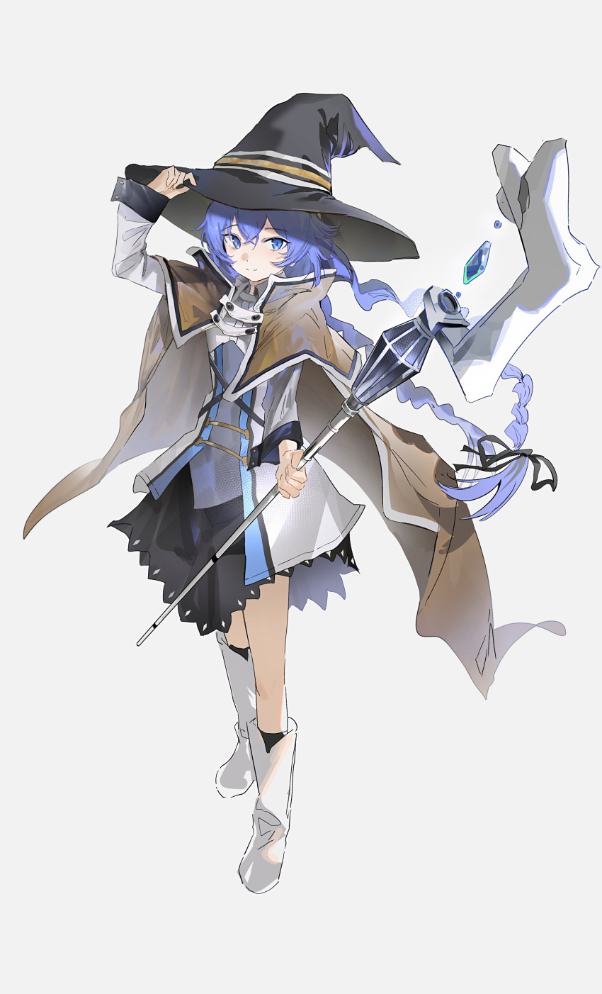 Safebooru - 1girl absurdres adjusting clothes adjusting headwear arm up black hat black ribbon ...