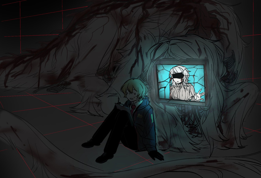 Safebooru - 1boy 1girl black gloves black jacket black pants blood ...