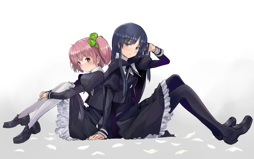 Safebooru - 2girls absurdres assault lily back-to-back bangs black cloak black dress black ...