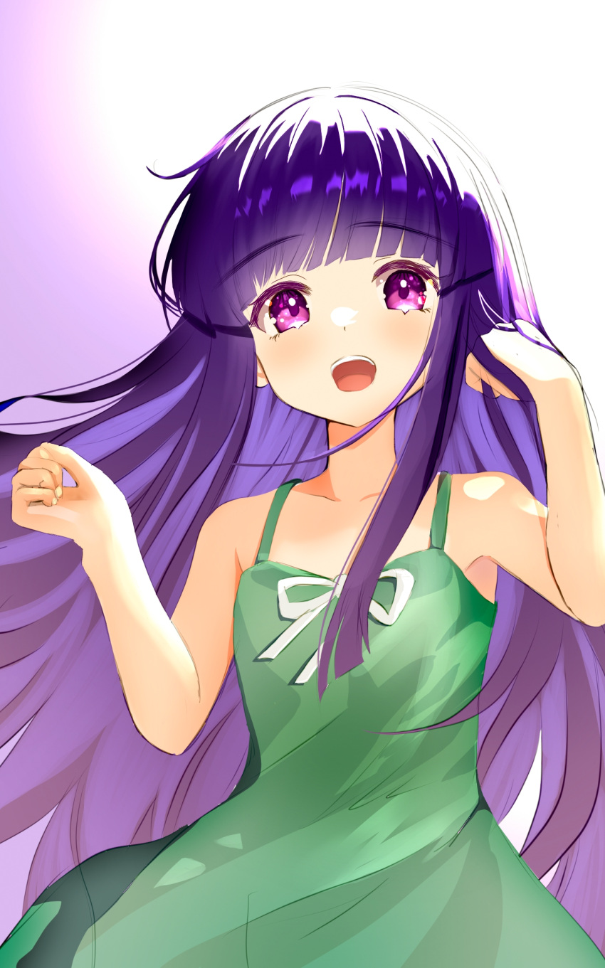 Safebooru - 1girl bare arms blunt bangs commentary request dress ...