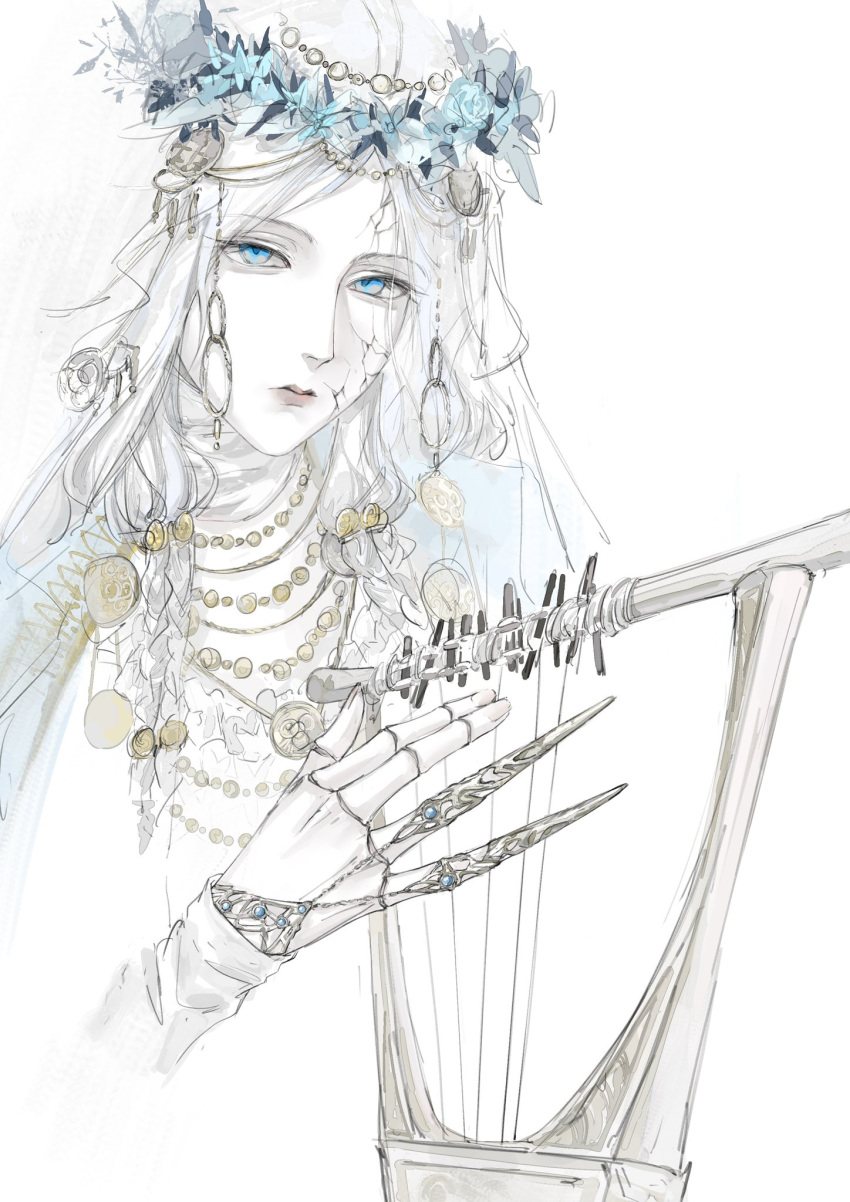 Safebooru - 1girl blue eyes claw ring closed mouth cracked skin doll ...